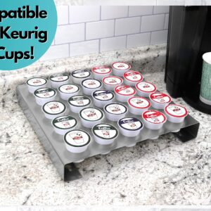 Polar Whale 2 Brushed Stainless Steel Coffee Pod Organizer Storage Tray Counter Stand or Wall Mount Compatible with Keurig K-Cup KCup for Kitchen Home Office Waterproof 12 x 12 Inches Each Holds 25