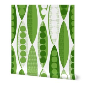 spoonflower removable wallpaper 12ft x 2ft - pod mod modern green mid century vegetable custom pre-pasted wallpaper