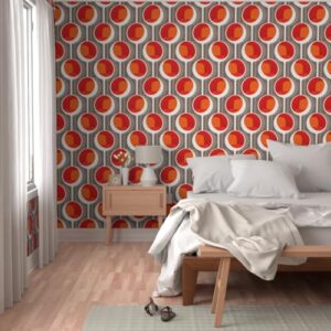 Spoonflower Removable Wallpaper 6ft x 2ft - Pod White Retro Modern Table Custom Pre-Pasted Wallpaper