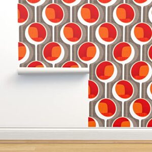 Spoonflower Removable Wallpaper 6ft x 2ft - Pod White Retro Modern Table Custom Pre-Pasted Wallpaper