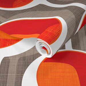 Spoonflower Removable Wallpaper 6ft x 2ft - Pod White Retro Modern Table Custom Pre-Pasted Wallpaper