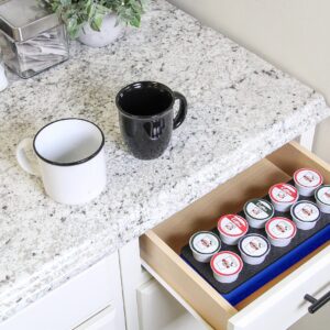 Polar Whale 2 Coffee Blue and Black Pod Storage Deluxe Organizers Tray Drawer Insert for Kitchen Home Office Waterproof Washable 4.5 X 11.75 Inches Holds 10 Each Compatible with Keurig K-Cup