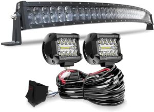 52 inch led light bar 5d curved +2x 4inch led cube pods w/wiring kit for polaris ranger can am x3 maverick grand cherokee xj dodge ram dodge gmc utv atv 4wd truck boat