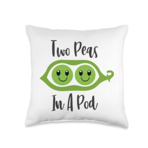 two peas in a pod funny brother sister twins matching throw pillow, 16x16, multicolor