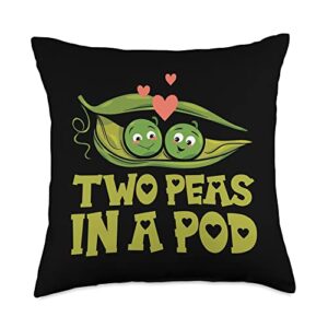 valentine's day couples in love two peas in a pod valentines day in love vegan vegetables throw pillow, 18x18, multicolor