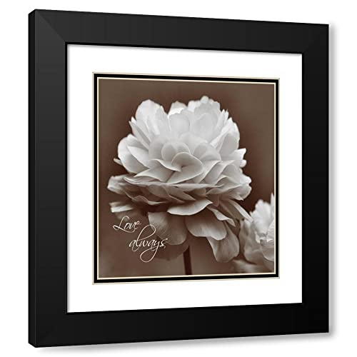 ArtDirect Sepia Blossoms II 15x15 Black Modern Wood Framed with Double Matting Museum Art Print by Romita, Denise