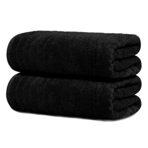 tens towels large bath sheets, 100% cotton, 35x70 inches extra large bath towel sheets, lighter weight, quicker to dry, super absorbent, oversized bath towels (black)