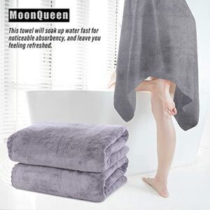 MOONQUEEN 2 Pack Premium Bath Towel Set - Quick Drying - Microfiber Coral Velvet Highly Absorbent Towels - Multipurpose Use as Bath Fitness, Bathroom, Shower, Sports, Yoga Towel (Grey)