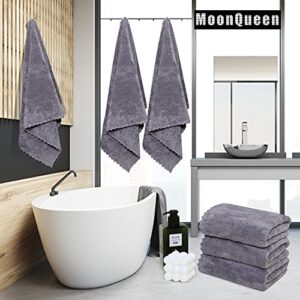 MOONQUEEN 2 Pack Premium Bath Towel Set - Quick Drying - Microfiber Coral Velvet Highly Absorbent Towels - Multipurpose Use as Bath Fitness, Bathroom, Shower, Sports, Yoga Towel (Grey)