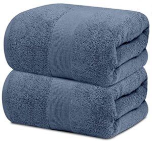 white classic resort collection soft bath sheet towels | 35x70 oversize large luxury hotel plush & absorbent cotton bath sheet [2 pack, blue]