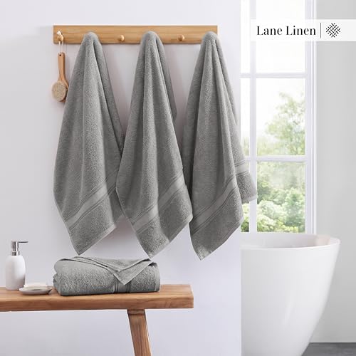 LANE LINEN Extra Large 100% Cotton Bath Sheets, 4 Piece Set, Quick Dry, Hotel Spa Quality Towels, 35 x 66 Inches, Space Grey