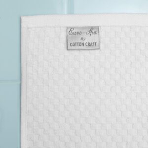 COTTON CRAFT- Euro Spa Set of 2 Luxury Waffle Weave Bath Sheets, Oversized Pure ringspun Cotton, 35 inch x 70 inch, White