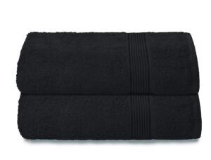 belizzi home cotton 2 pack oversized bath towel set 28x55 inches, large bath towels, ultra absorbant compact quickdry & lightweight towel, ideal for gym travel camp pool - black