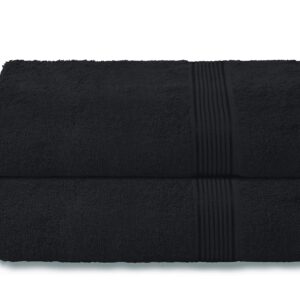 Belizzi Home Cotton 2 Pack Oversized Bath Towel Set 28x55 inches, Large Bath Towels, Ultra Absorbant Compact Quickdry & Lightweight Towel, Ideal for Gym Travel Camp Pool - Black