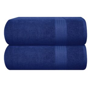 glamburg premium cotton oversized 2 pack bath sheet 35x70-100% pure cotton - ideal for everyday use - ultra soft & highly absorbent - machine washable - navy