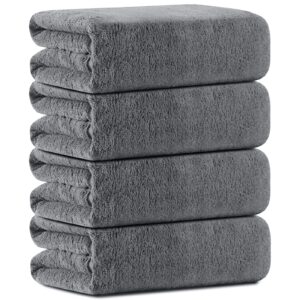 oversized bath towels set of 4, dark gray extra large bath sheets towels for adults 35x70in, ultra soft bathroom towels microfiber quick dry towel absorbent shower towels for spa camping beach fitness