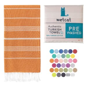 wetcat turkish beach towel oversized 38x71 100% cotton sand free quick dry extra large light travel towel for adults beach accessories gifts - burnt orange