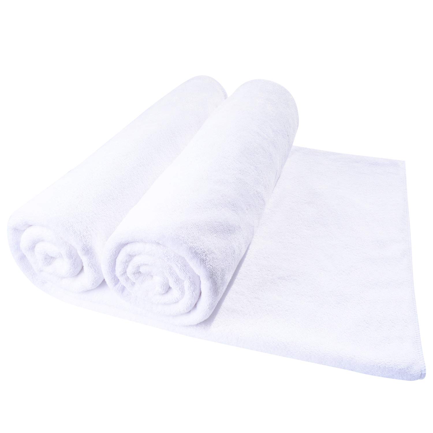 Microfiber Bath Towel Bath Sheets 2 Pack (32 x 71 Inch) Oversized Extra Large Super Absorbent Quick Fast Drying Soft Towels for Body Bathroom Travel (2, White)