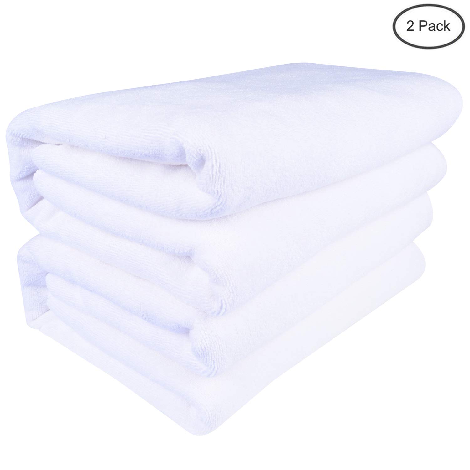 Microfiber Bath Towel Bath Sheets 2 Pack (32 x 71 Inch) Oversized Extra Large Super Absorbent Quick Fast Drying Soft Towels for Body Bathroom Travel (2, White)