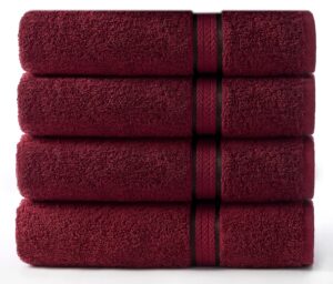 cotton craft ultra soft 4 pack oversized extra large bath towels 30x54 burgundy weighs 22 ounces - 100% pure ringspun cotton - luxurious rayon trim - ideal for everyday use - easy care machine wash