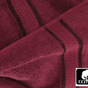 COTTON CRAFT Ultra Soft 4 Pack Oversized Extra Large Bath Towels 30x54 Burgundy Weighs 22 Ounces - 100% Pure Ringspun Cotton - Luxurious Rayon Trim - Ideal for Everyday use - Easy Care Machine wash