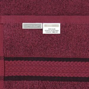 COTTON CRAFT Ultra Soft 4 Pack Oversized Extra Large Bath Towels 30x54 Burgundy Weighs 22 Ounces - 100% Pure Ringspun Cotton - Luxurious Rayon Trim - Ideal for Everyday use - Easy Care Machine wash