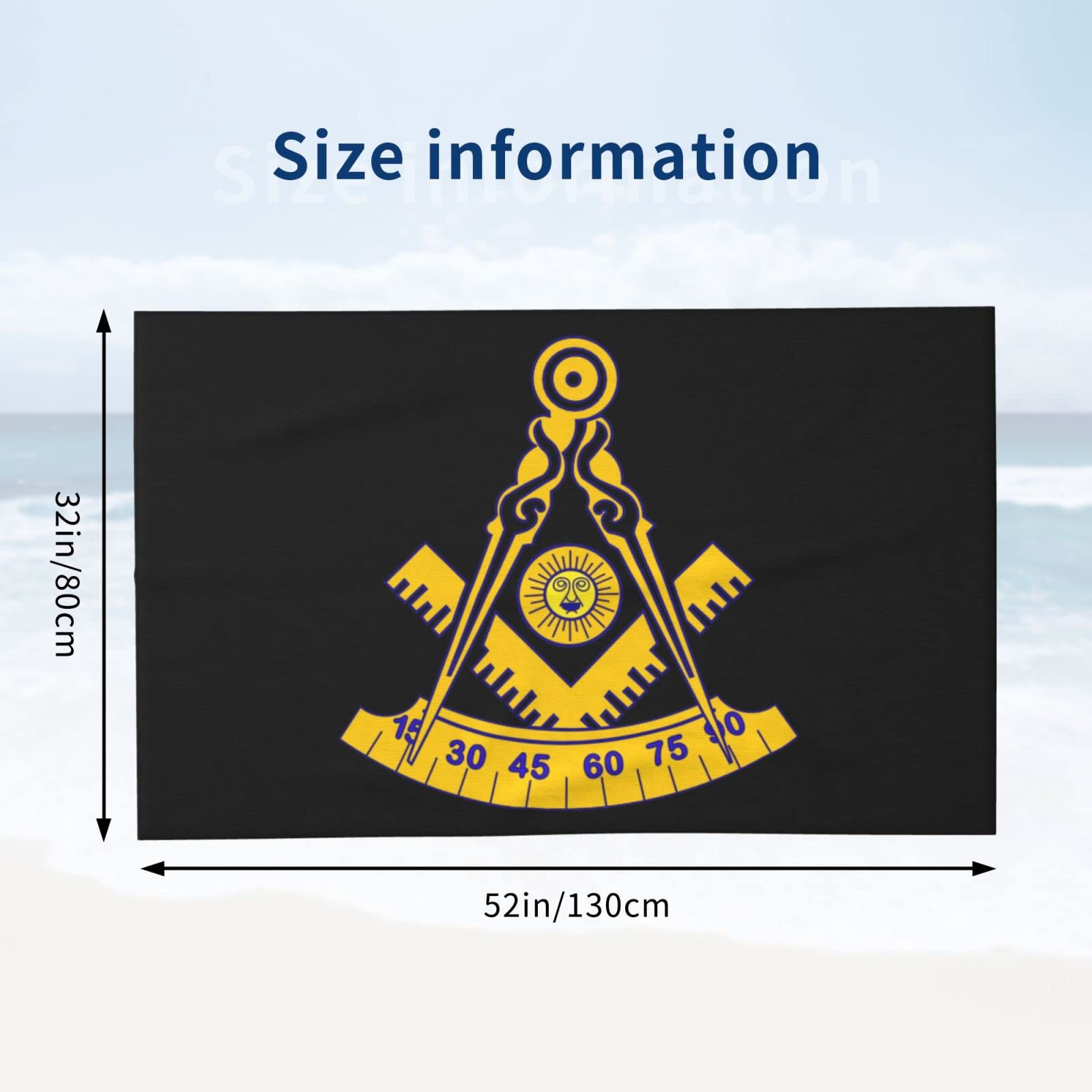 Zahika Freemason Past Master Beach Towel Absorbent Bathroom Towels Beach Towels Oversized Super ​32x52 Inch