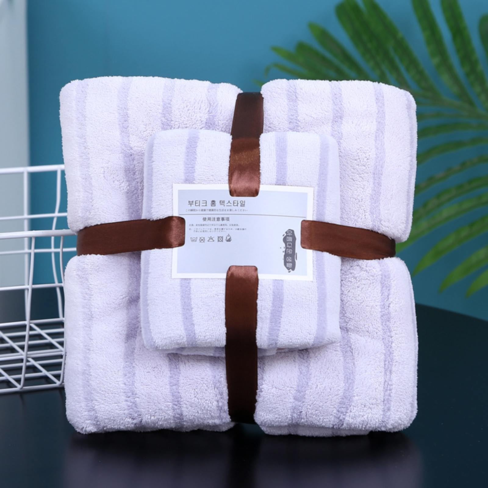 Scceatti Bath Towels Set of 2 Oversized Luxury Ultra Soft Bathroom Towel Sets Quick Dry Absorbent Thick Plush Coral Fleece Shower Towels Sheets for Bathroom Adults Women Gifts 24x55In/14x30In Purple