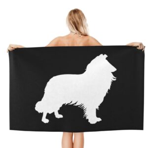 ADOSIA Rough Collie Beach Towel 32x52in Oversized Soft Absorbent Beach Towel