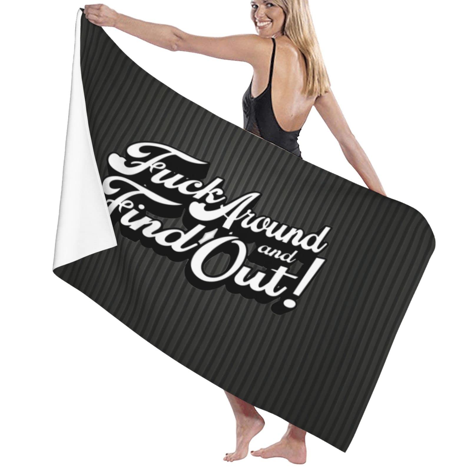 Lujzwop Fuck Around and Find Out Beach Towel, Oversized Pool Towel, Quick Dry Microfiber Beach Towel for Men and Women