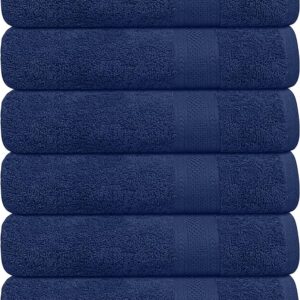 KAHAF COLLECTION 100% Cotton Bath Towels, Navy 24x48 Pack of 6 Towels, Quick Dry, Highly Absorbent, Soft Feel Towel, Gym, Spa, Bathroom, Shower, Pool, Luxury Soft Towels (24x48-6 Pack, Navy)