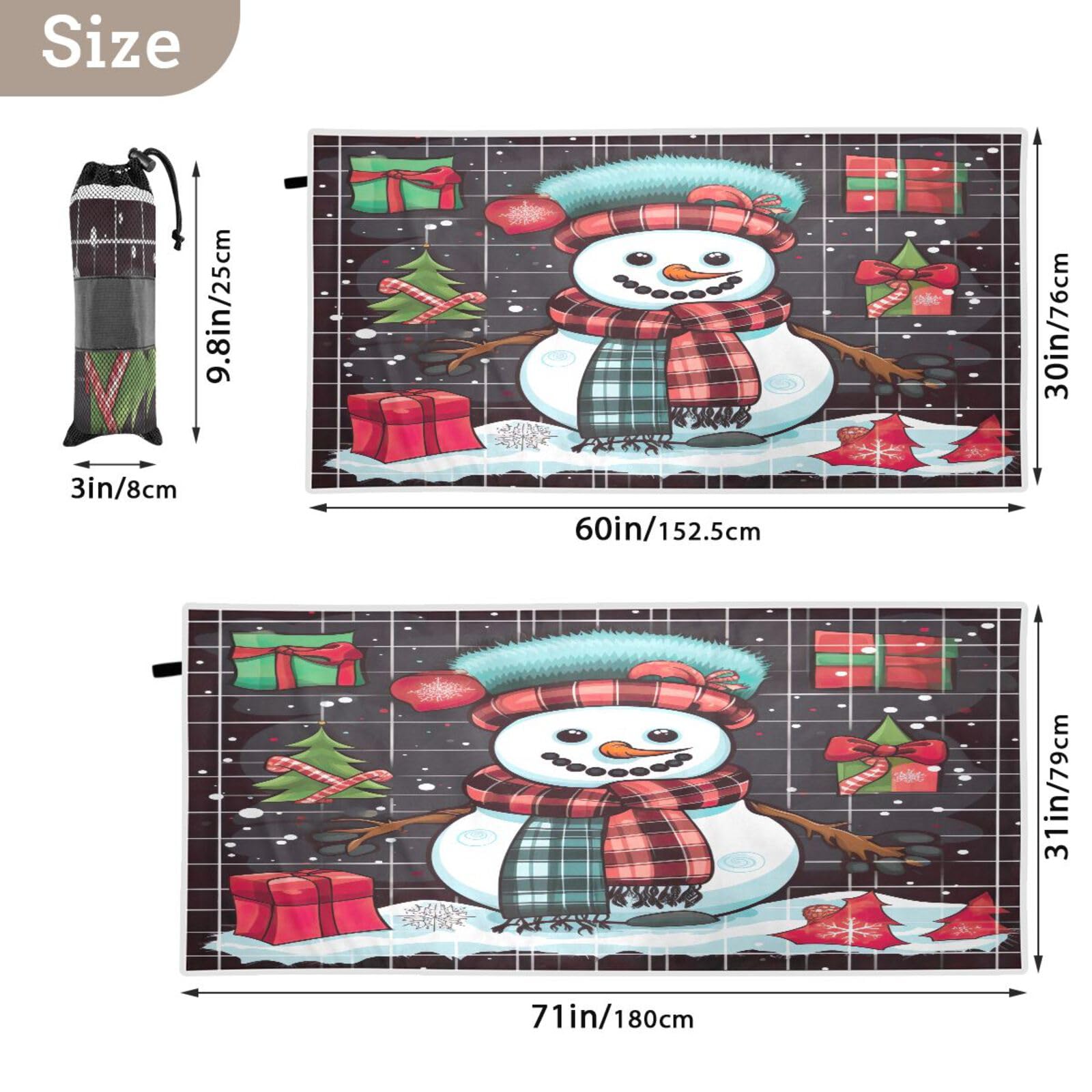 Christmas Snowman Gift Beach Towel Sand Free Beach Blanket Quick Dry Towel Pool Towels Travel Towel Beach Towels Oversized for Women Men Swimming Camping Gym Sports Beach Essentials M