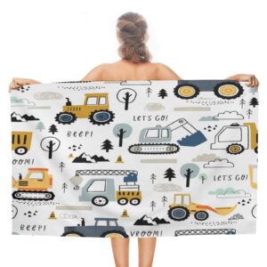 brebasf construction truck oversized lightweight,extra large soft beach towels boys kids hand painting cartoon excavator sauna beach gym 51w x31l