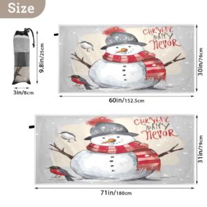 New Year Happy Snowman Christmas Beach Towel Sand Free Beach Blanket Beach Towels Oversized Quick Dry Towel Pool Towels Travel Towel for Women Men Sports Gym Swimming Camping Beach Essentials M