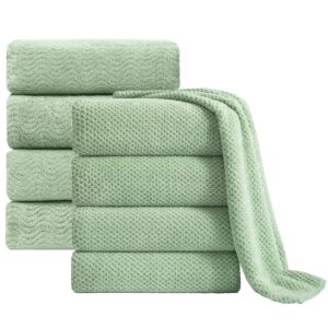 8 pack extra large bath towel sheet set, 35x70 inches - oversized bath towels set,jumbo large microfiber - quick dry, lightweight highly absorbent towel set for bathroom,hotel,spa (green)