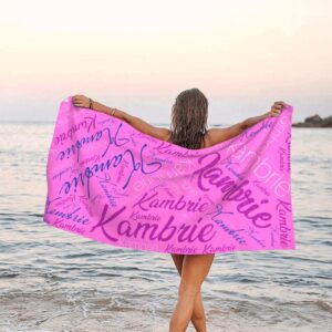 cnnfl personalized beach towels for kids adults, cotton pool towel personalized gifts custom gifts with name, oversized quick dry personalized beach towels 30'' x 60''