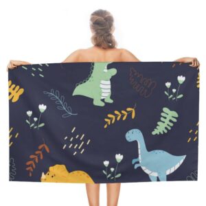 colorful cute dinosaurs microfiber absorbent lightweight beach towels fast dry oversized sand free beach blanket 31x51in for swimming camping travel gym and yoga