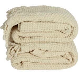 pÜskÜl - waffle weave ultra soft cotton turkish beach towels 67x33 inches 2-pack (natural, 2)