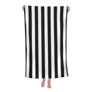 zeraoke black & white stripe print soft beach blanket, microfiber beach towels for adults,super absorbent compact quick dry bath towel, oversized shawl beach towels for women men 32" x 52"