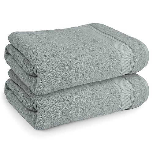 Magshion Extra Large Cotton Bath Sheet for Bathroom Adults Oversized Quick-Dry Bath Sheet Towels Set of 2,Gray