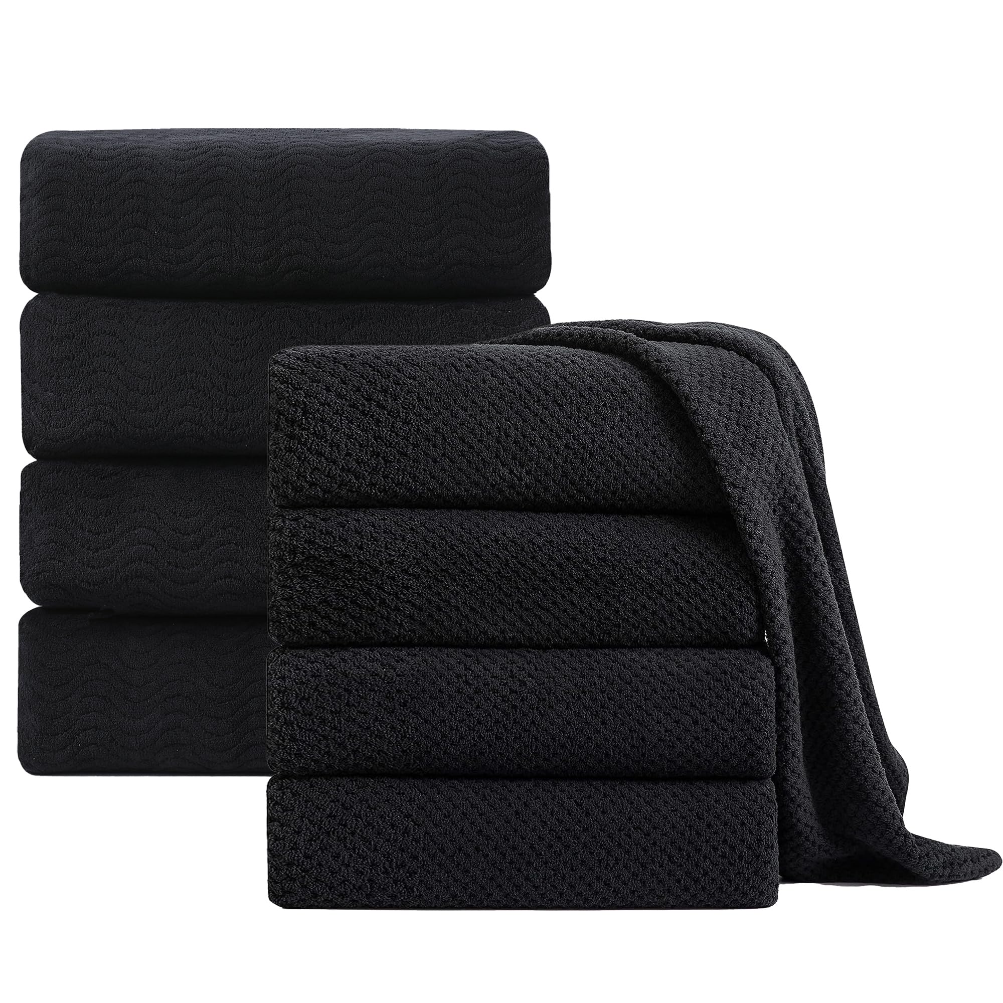 8 Pack Extra Large Bath Towel Sheet Set, 35x70 Inches - Oversized Bath Towels Set,Jumbo Large Microfiber - Quick Dry, Lightweight,Super Soft,Highly Absorbent Towel Set for Bathroom,Hotel,SPA (Black)