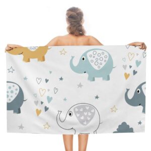 with elephants microfiber absorbent lightweight beach towels fast dry oversized sand free beach blanket 31x51in for swimming camping travel gym and yoga