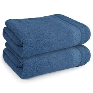 magshion extra large cotton bath sheet for bathroom adults oversized quick-dry bath sheet towels set of 2,blue