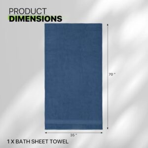 Magshion Extra Large Cotton Bath Sheet for Bathroom Adults Oversized Quick-Dry Bath Sheet Towels Set of 2,Blue