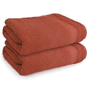 magshion extra large cotton bath sheet for bathroom adults oversized quick-dry bath sheet towels set of 2,rust