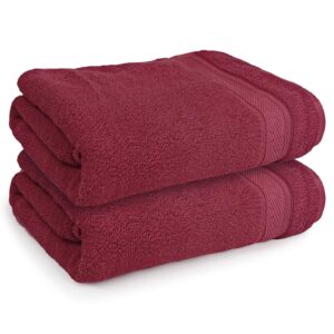 magshion extra large cotton bath sheet for bathroom adults oversized quick-dry bath sheet towels set of 2,burgundy