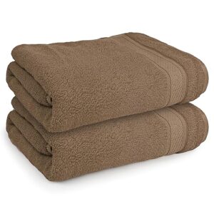 magshion extra large cotton bath sheet for bathroom adults oversized quick-dry bath sheet towels set of 2,brown