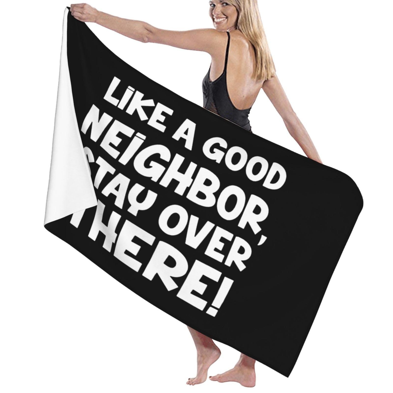 ADOSIA Like A Good Neighbor Stay Over There Beach Towel 32x52in Oversized Soft Absorbent Beach Towel