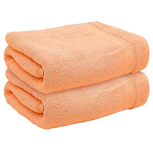 Magshion Extra Large Cotton Bath Sheet for Bathroom Adults Oversized Quick-Dry Bath Sheet Towels Set of 2,Peach