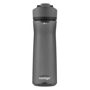 contigo cortland spill-proof water bottle, bpa-free plastic water bottle with leak-proof lid and carry handle, dishwasher safe, licorice, 24oz